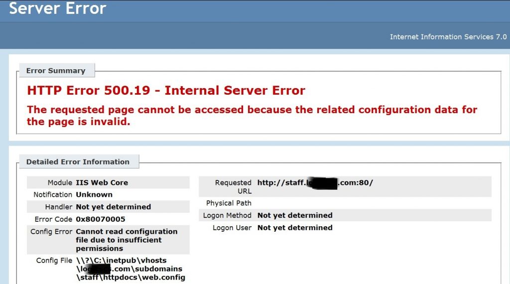 unable to read web.config file - cPanel Plesk unable to read web.config file - cPanel Plesk